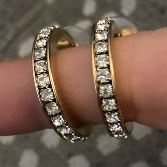 Swarovski | Jewelry | Swarovski Vintage Gold Plated Crystal Hoops ...